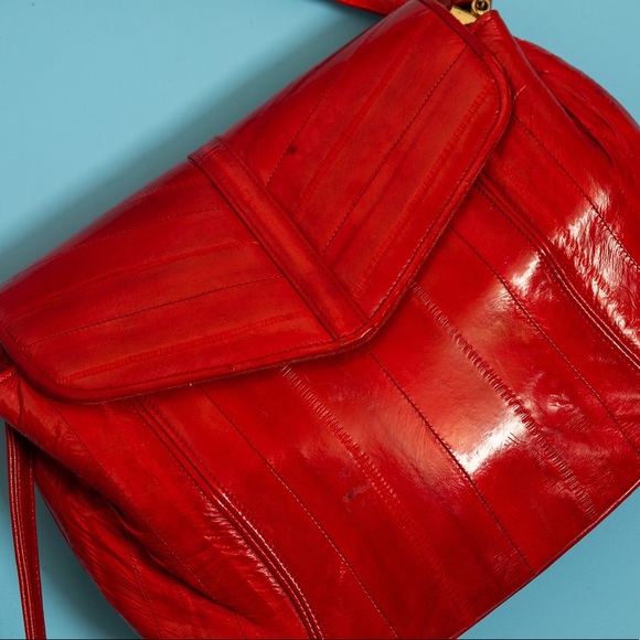 Vintage | Bags | Vintage Candy Red All Leather Saddlebag Purse | Poshmark